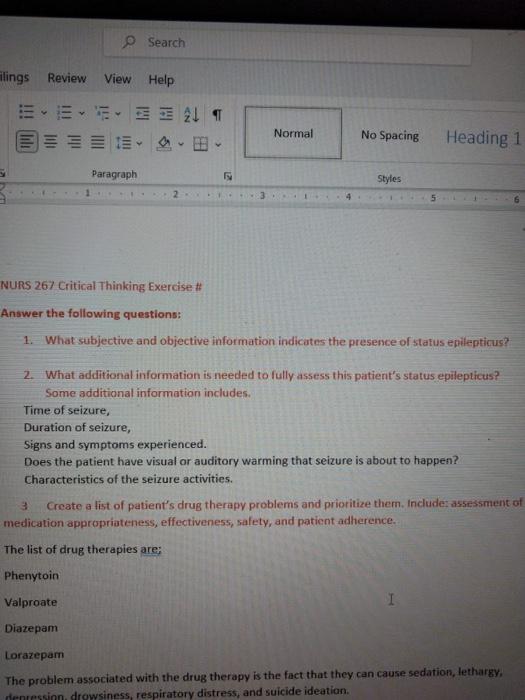 Solved NURS 267 Critical Thinking Exercise 83 A 19 year old | Chegg.com