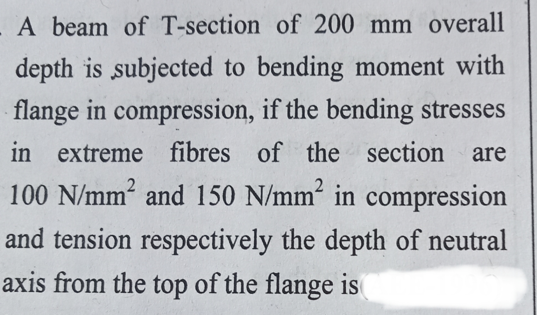 Solved A beam of T-section of 200mm ﻿overall depth is | Chegg.com