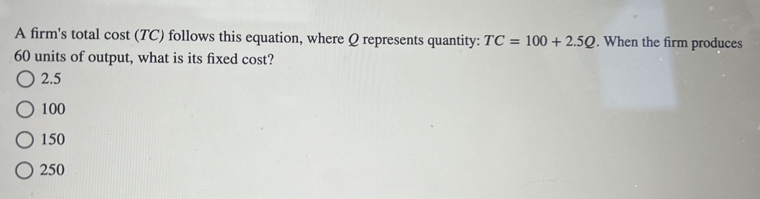 Solved A firm's total cost (TC) ﻿follows this equation, | Chegg.com