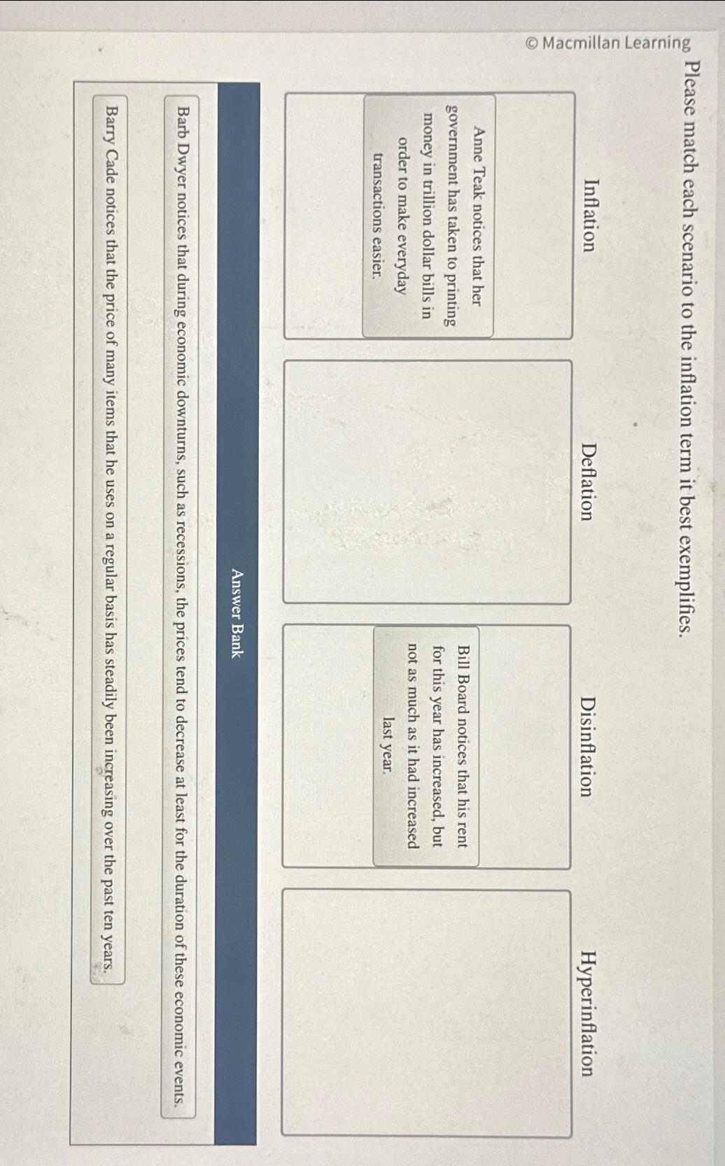 Solved Please match each scenario to the inflation term it | Chegg.com