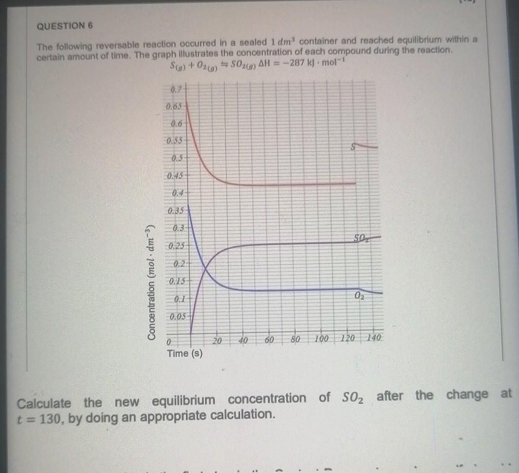 Solved QUESTION 6 The following reversable reaction occurred | Chegg.com