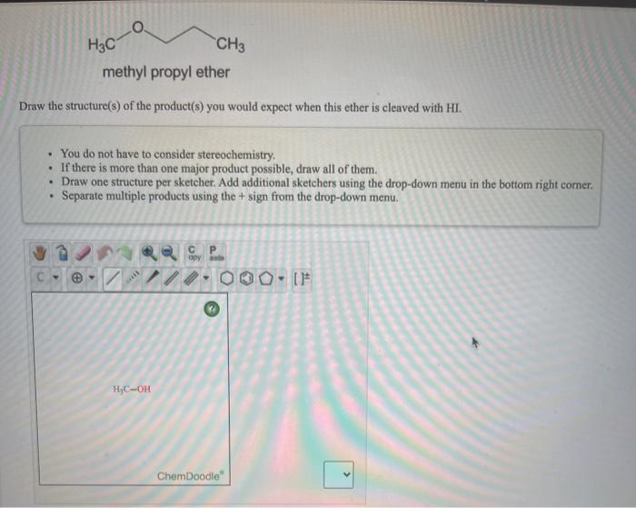 Solved H3C CH3 methyl propyl ether Draw the structure(s) of | Chegg.com