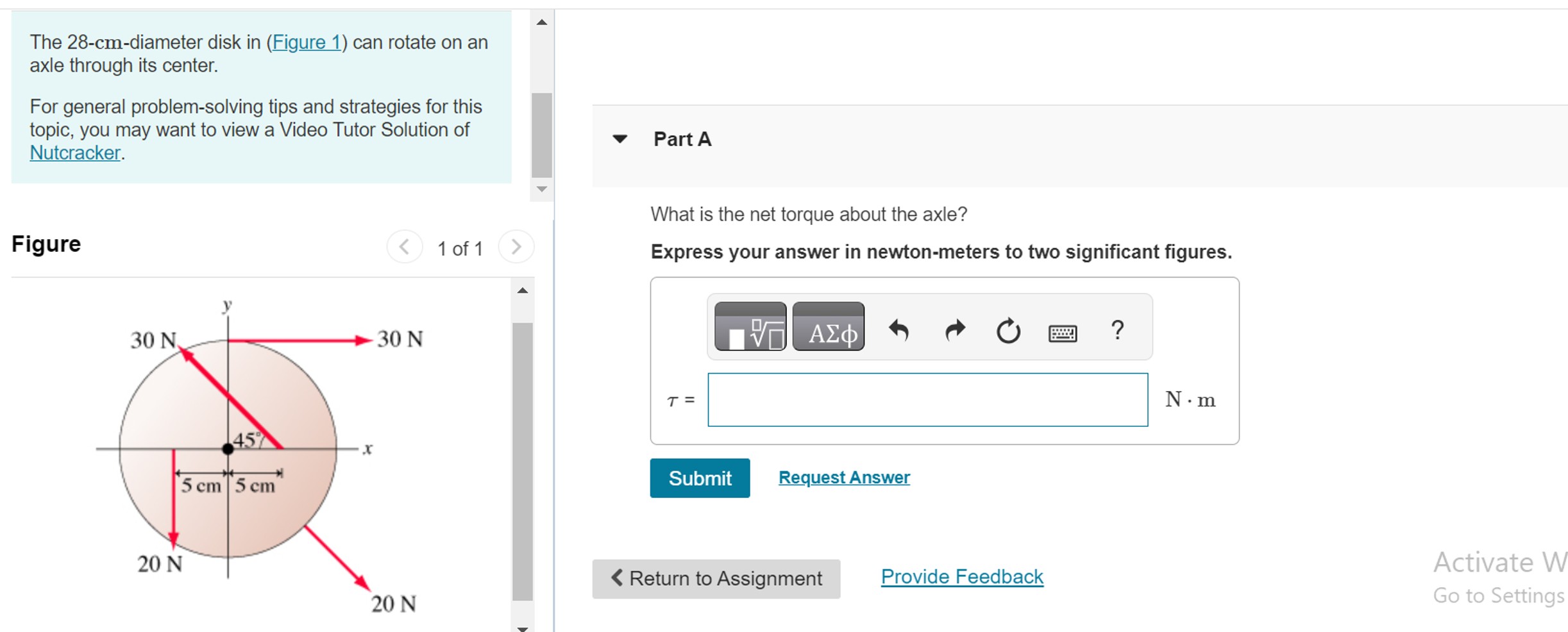 Solved The 28-cm-diameter disk in (Figure 1) ﻿can rotate on | Chegg.com