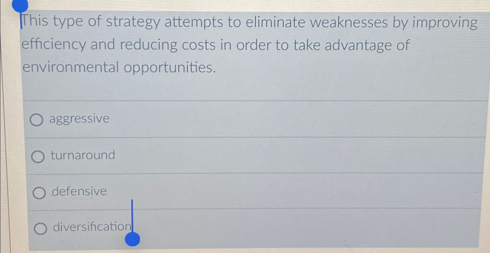 Solved This type of strategy attempts to eliminate | Chegg.com