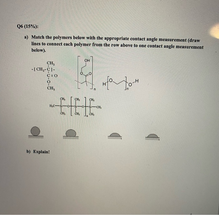 Solved Q6 (15%): a) Match the polymers below with the | Chegg.com