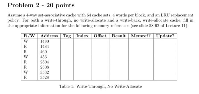 Solved Problem 2 - 20 points Assume a 4-way set-associative | Chegg.com