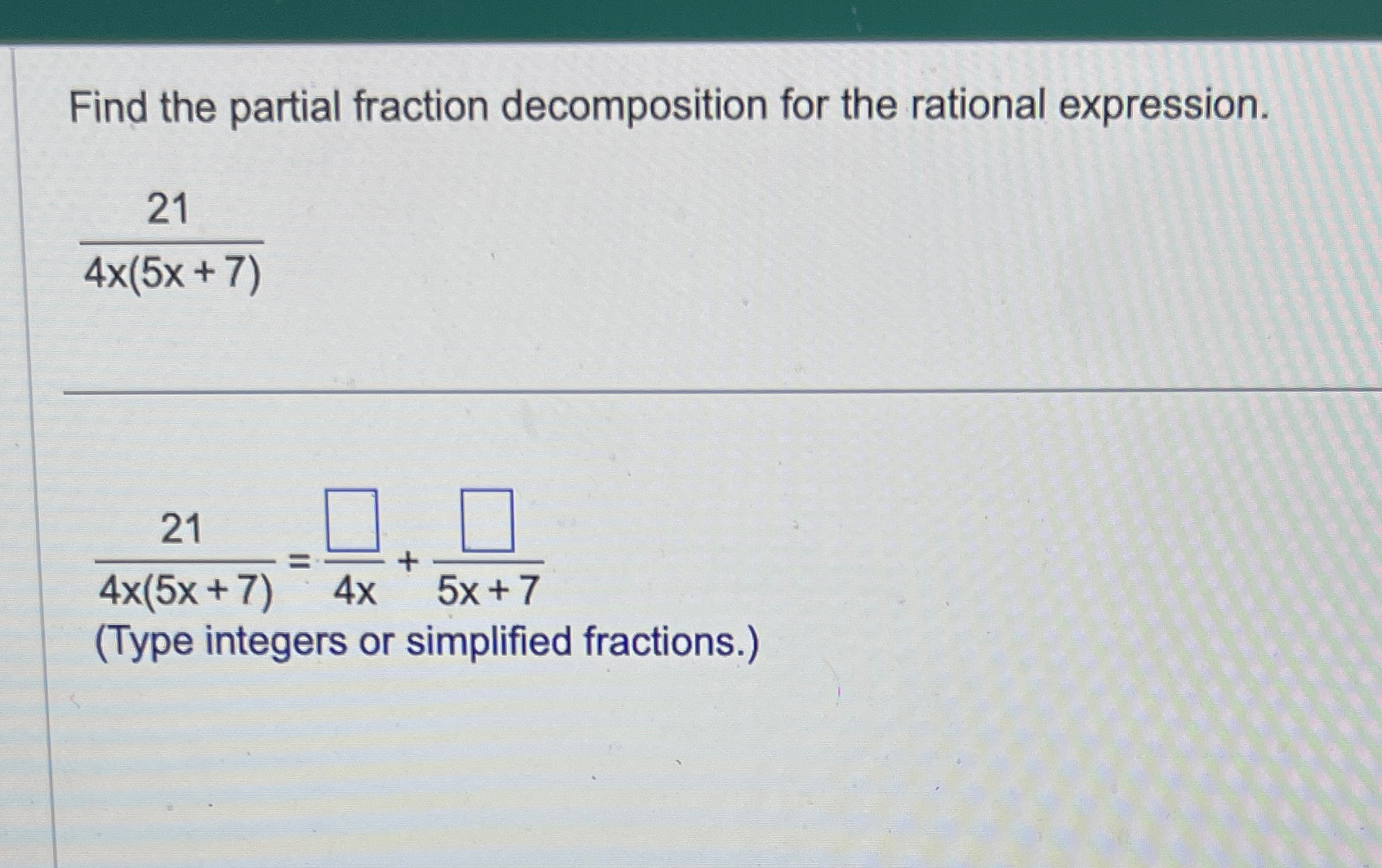Solved Find the partial fraction decomposition for the | Chegg.com