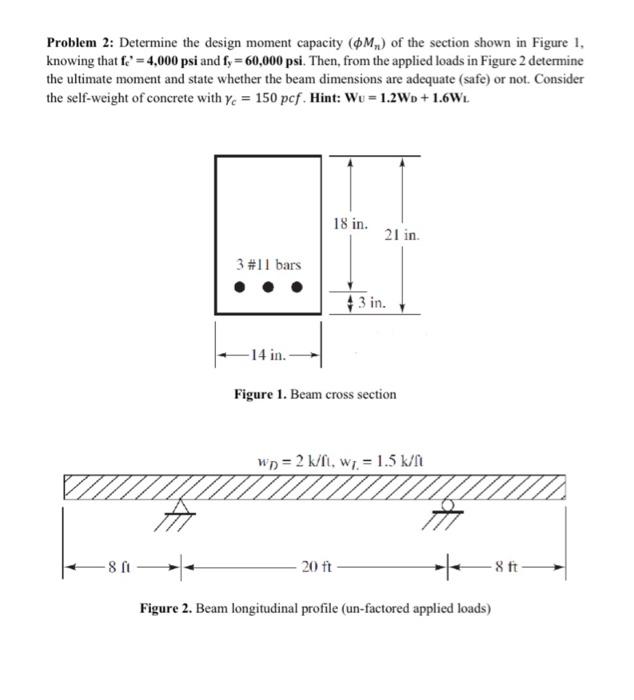 Solved Problem 2: Determine the design moment capacity (ϕMn) | Chegg.com