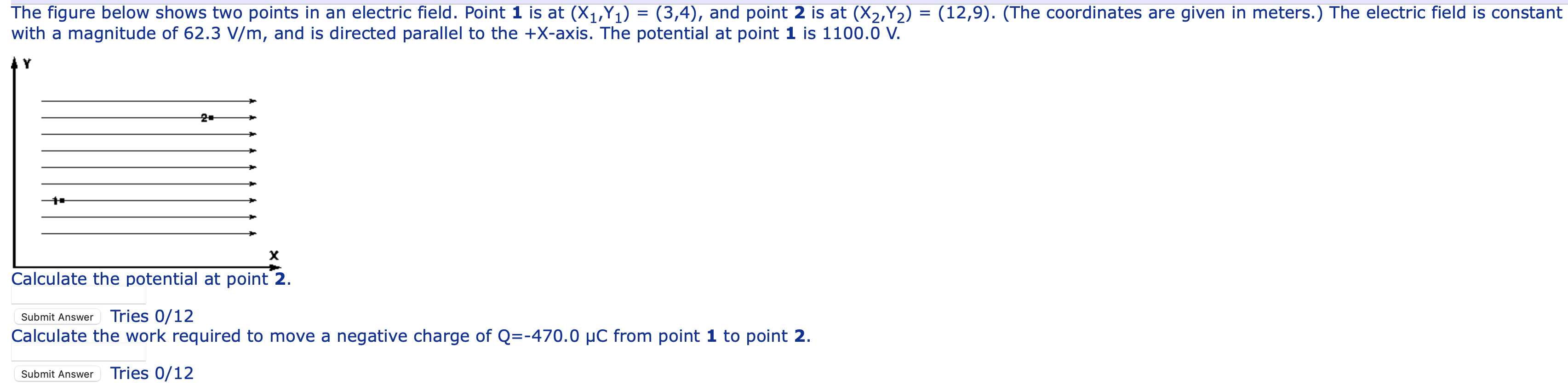 Solved with a magnitude of 62.3Vm, ﻿and is directed parallel | Chegg.com