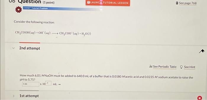 Solved LAUNCH TUTORIAL LESSON Question (1 point) COAST | Chegg.com