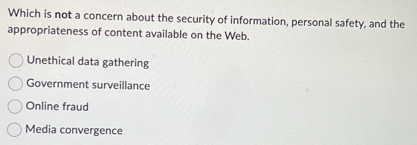 Solved Which is not a concern about the security of | Chegg.com