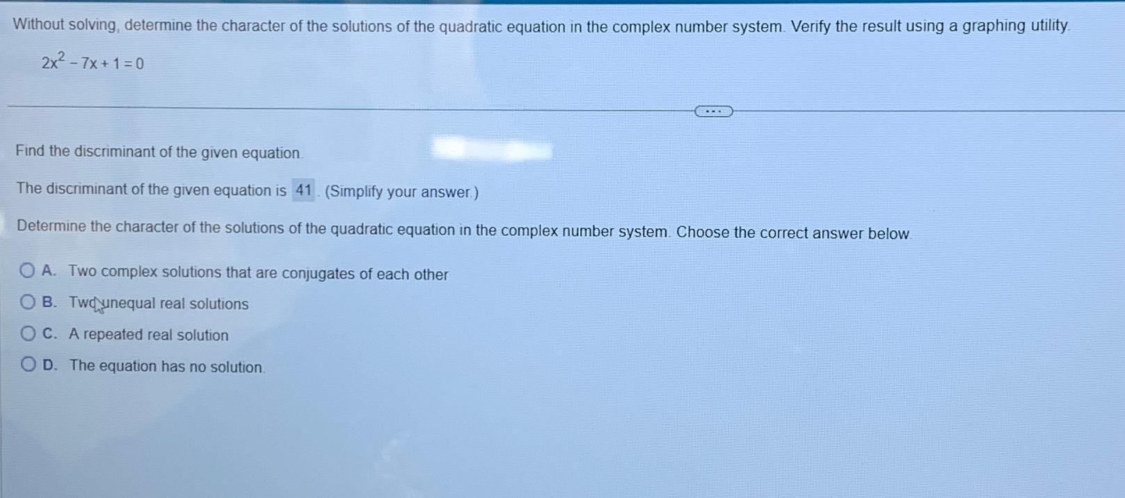 Solved Without solving, determine the character of the | Chegg.com