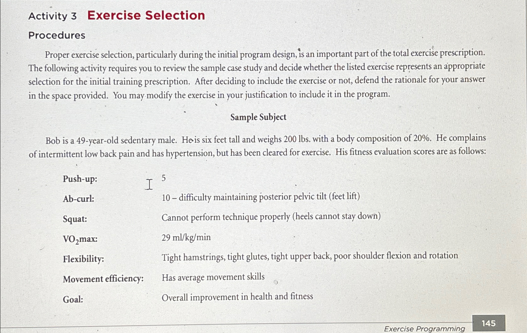 Solved Activity 3 ﻿Exercise SelectionProceduresProper | Chegg.com