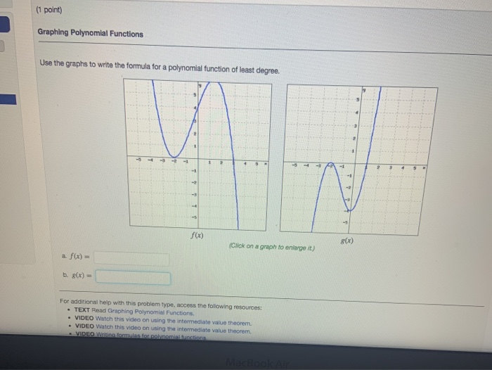 Solved (1 point) Graphing Polynomial Functions Use the | Chegg.com