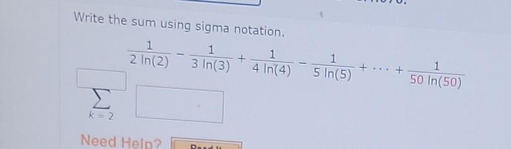 Solved Write the sum using sigma notation, 1 1 1 + (2 3 | Chegg.com