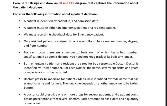 Solved Exercise 1 : Design and draw an ER and EER diagram | Chegg.com