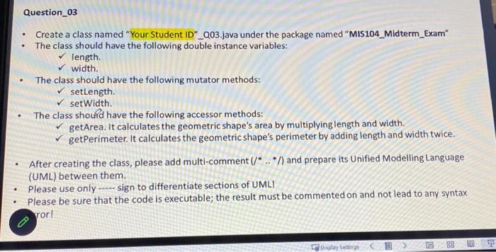 Solved - Create a class named "Your Student ID"_Q03.java | Chegg.com