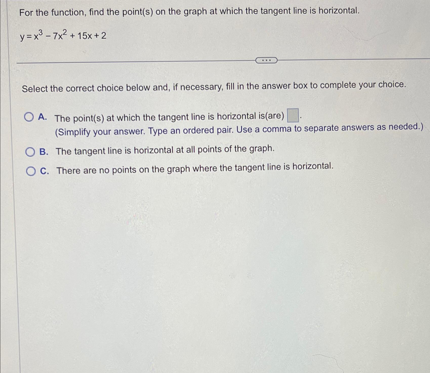 Solved For the function, find the point(s) ﻿on the graph at | Chegg.com