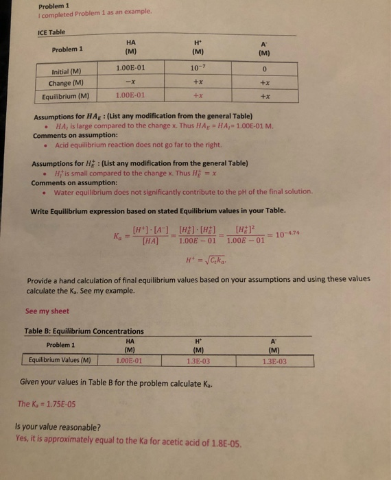 Solved Problem 1 I completed Problem 1 as an example. ICE | Chegg.com