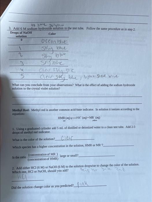 Solved to sare suluhu 3. Add 6 M sodium hydroxide solution | Chegg.com