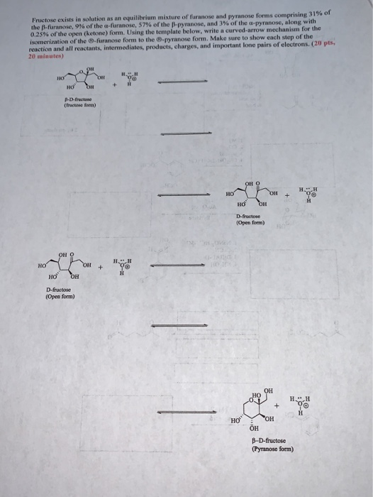 Solved Fructose exists in solution as an equilibrium mixture | Chegg.com