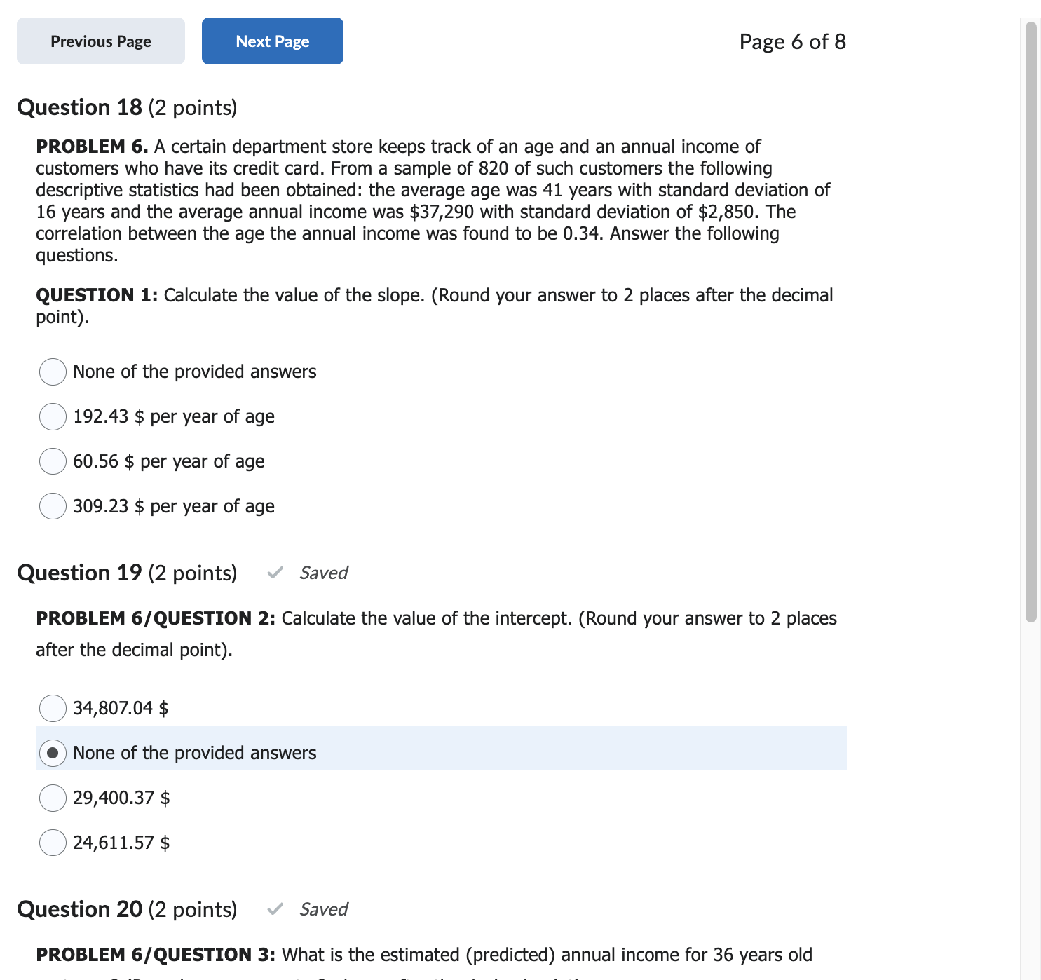 Solved Page 6 ﻿of 8Question 18 (2 ﻿points)PROBLEM 6. ﻿A | Chegg.com