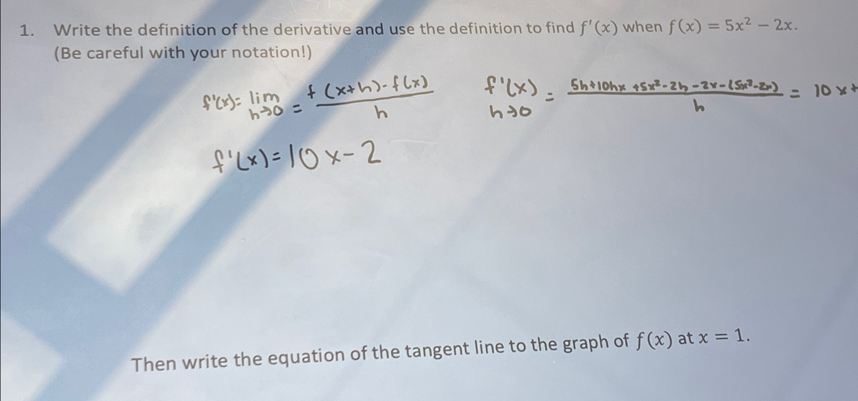 Solved Write The Definition Of The Derivative And Use The 7047