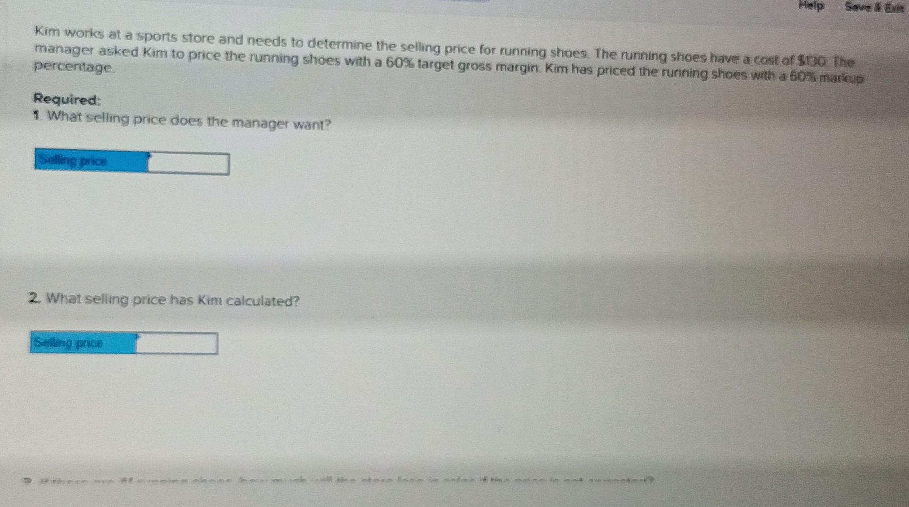 Solved Kim works at a sports store and needs to determine | Chegg.com