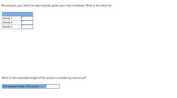 Solved EX8-8 (Algo) Develop a resource schedule using as | Chegg.com