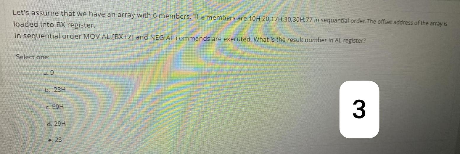 Solved 1 org 100h CLD MOV AL,'A' LEA DI, A1 MOV CX, 3 REP | Chegg.com