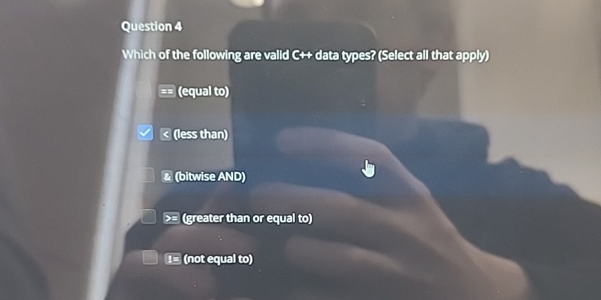 Solved Question 4Which of the following are valid C++ ﻿data | Chegg.com