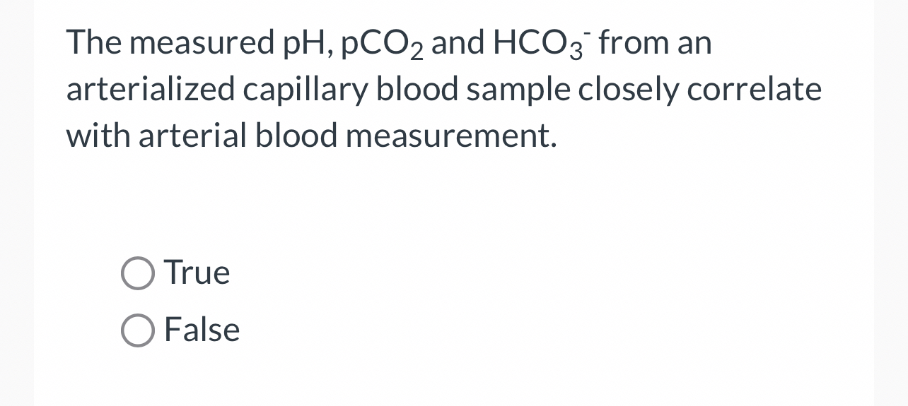 Solved The measured pH,pCO2 ﻿and HCO3-from an arterialized | Chegg.com