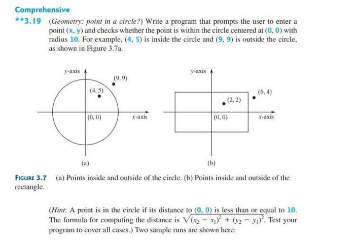 Solved Comprehensive **3.19 (Geometry: point in a circle?) | Chegg.com
