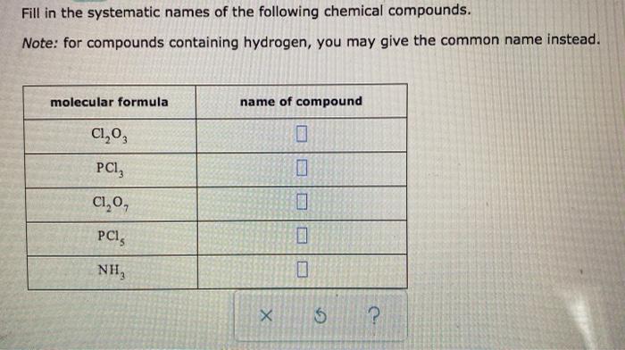 Solved Fill in the systematic names of the following | Chegg.com