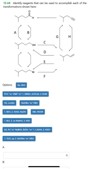 Solved 12.64 Identify reagents that can be used to | Chegg.com