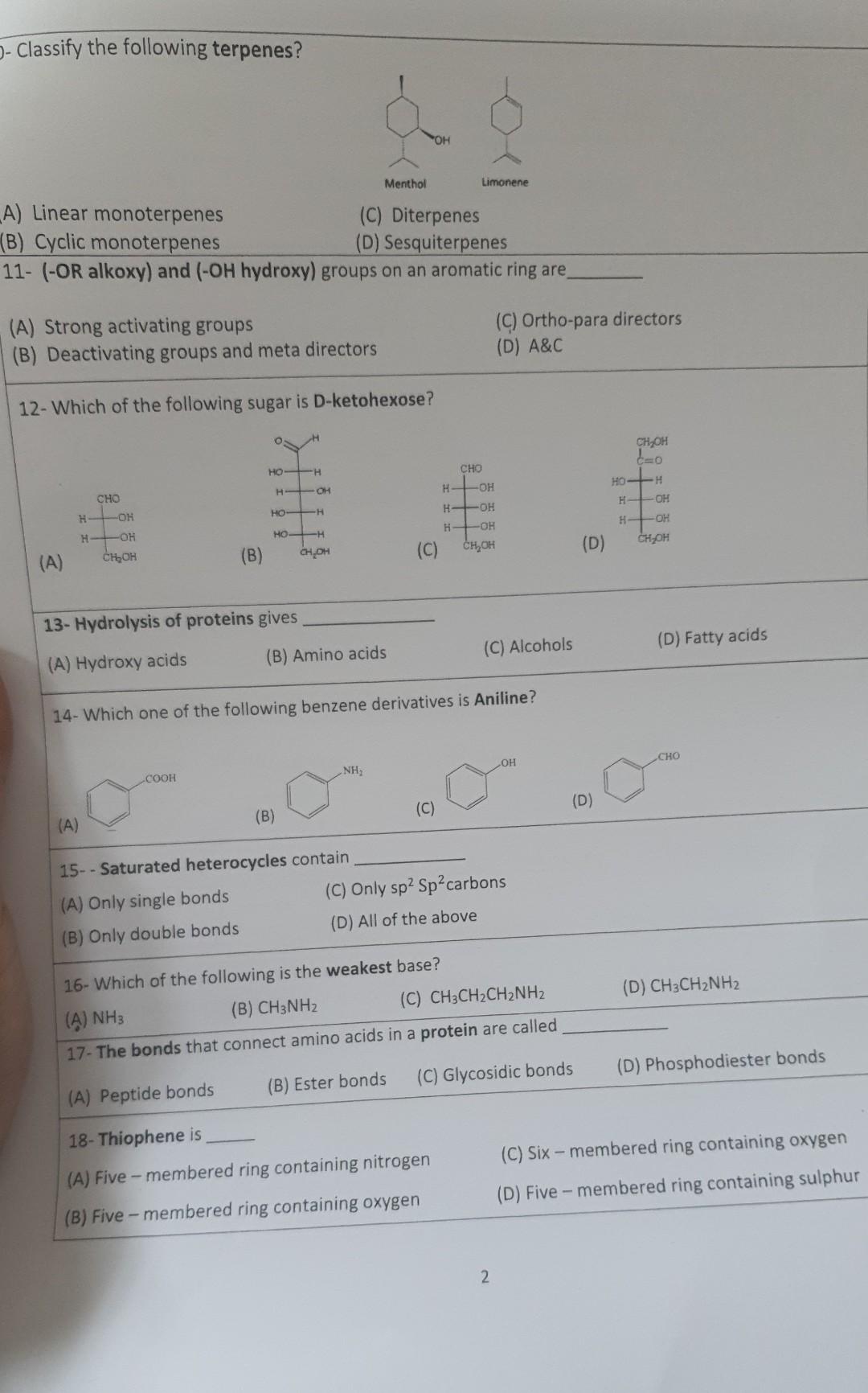Solved - Classify the following terpenes? OH Menthol | Chegg.com