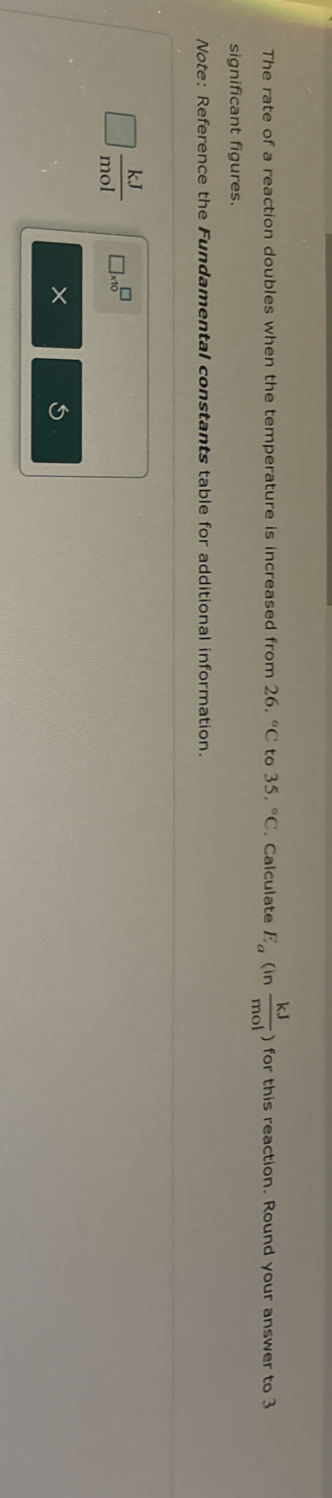 Solved The rate of a reaction doubles when the temperature | Chegg.com