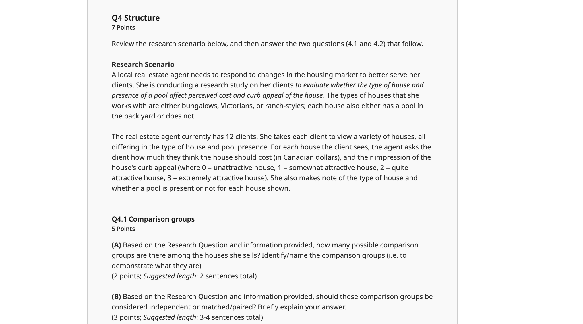 Solved Q4 ﻿Structure7 ﻿PointsReview the research scenario | Chegg.com