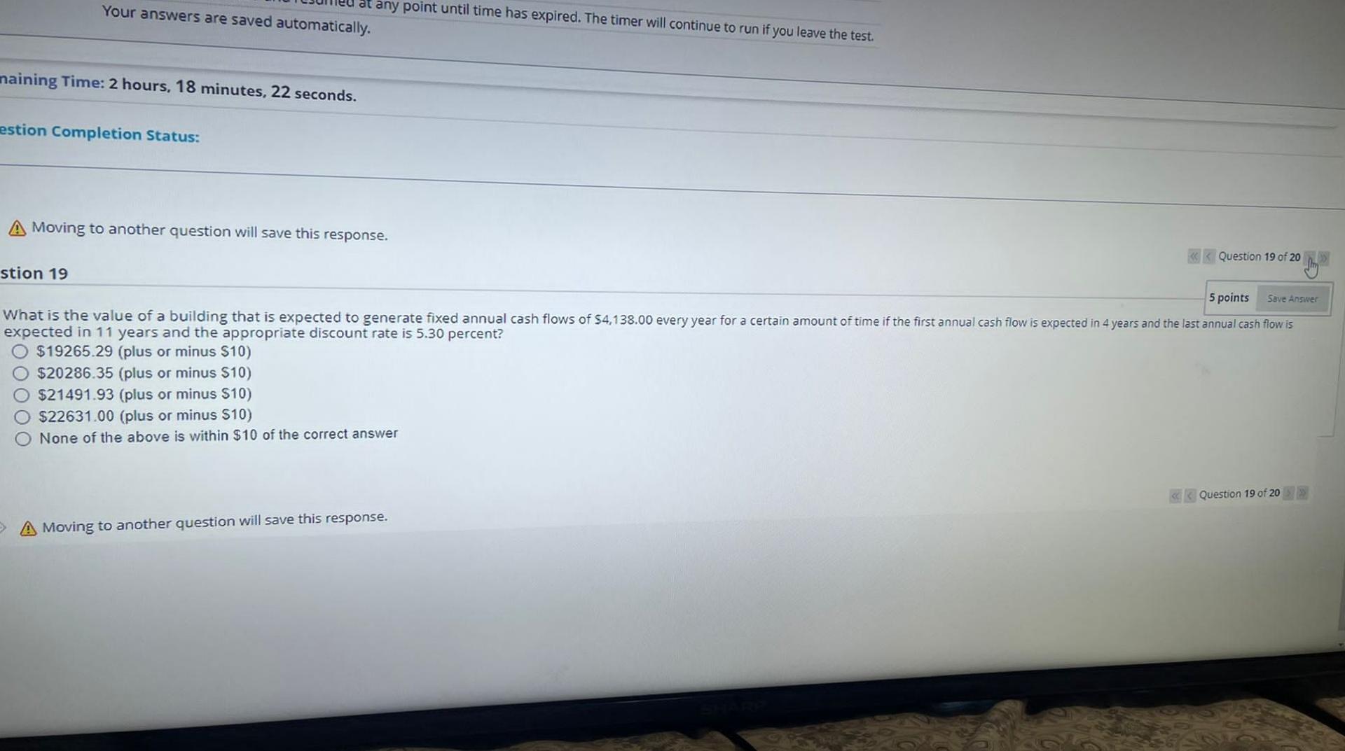 Solved at any point until time has expired. The timer will | Chegg.com