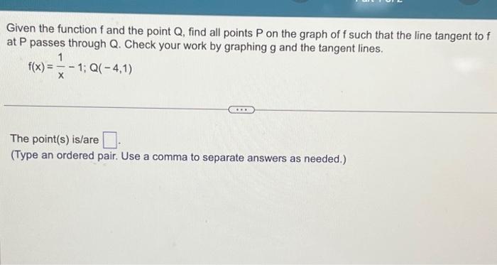 Solved Given the function f and the point Q, find all points | Chegg.com