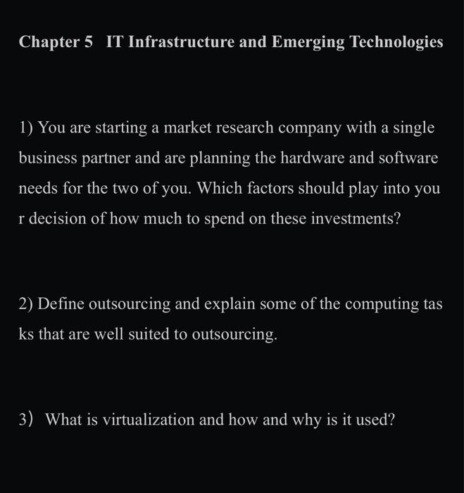 Solved Chapter 5 IT Infrastructure and Emerging Technologies | Chegg.com