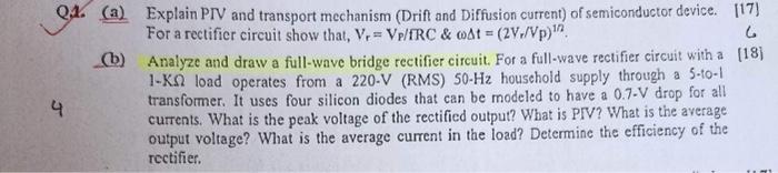Solved Q4. (a) Explain PIV and transport mechanism (Drift | Chegg.com