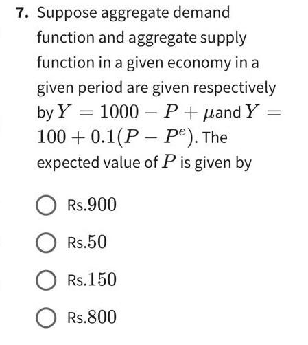 Solved 7. Suppose aggregate demand function and aggregate | Chegg.com