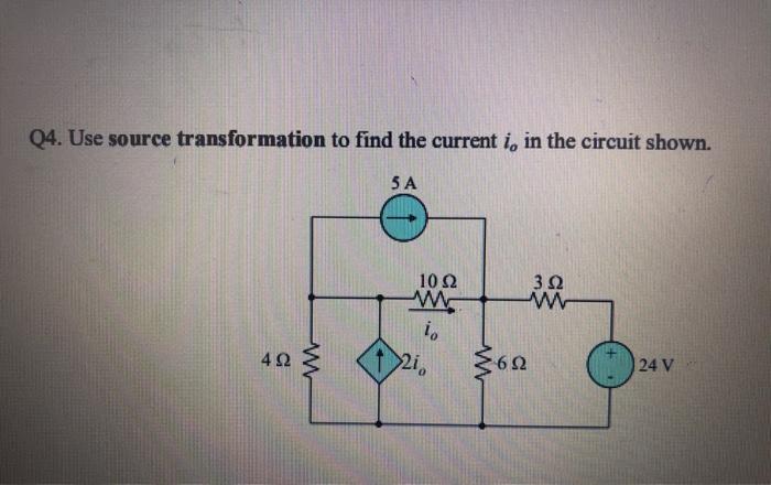 Solved Q4. Use source transformation to find the current i, | Chegg.com