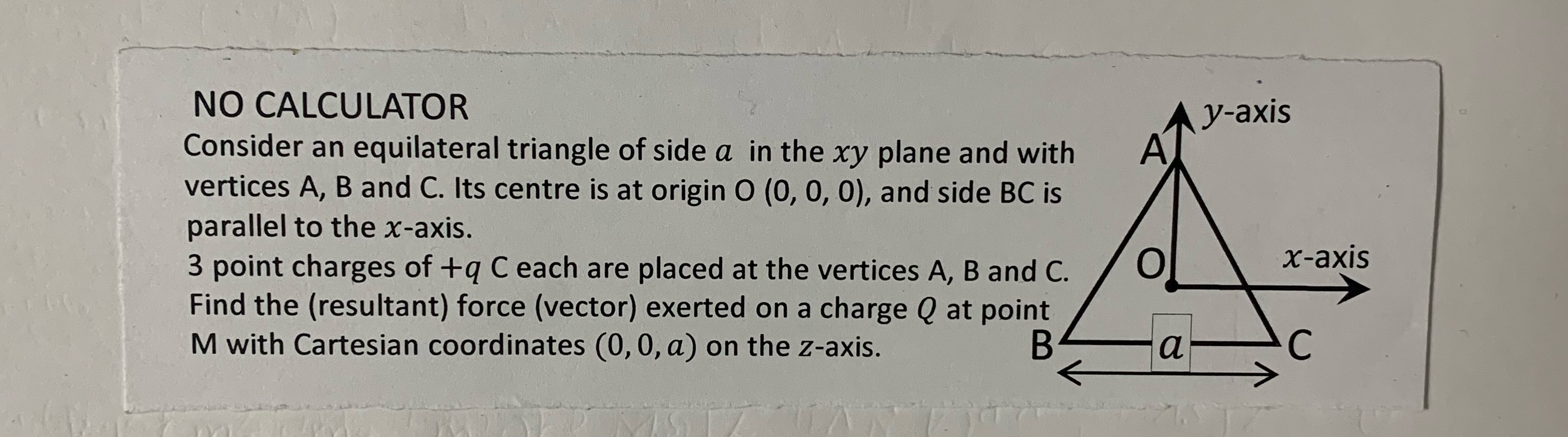 Solved NO CALCULATORConsider an equilateral triangle of side | Chegg.com