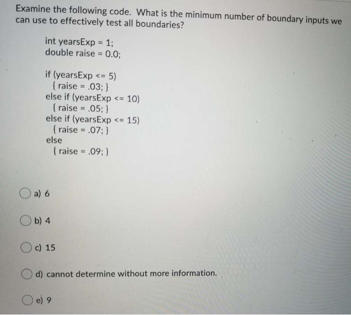 Solved Examine the following code. What is the minimum | Chegg.com