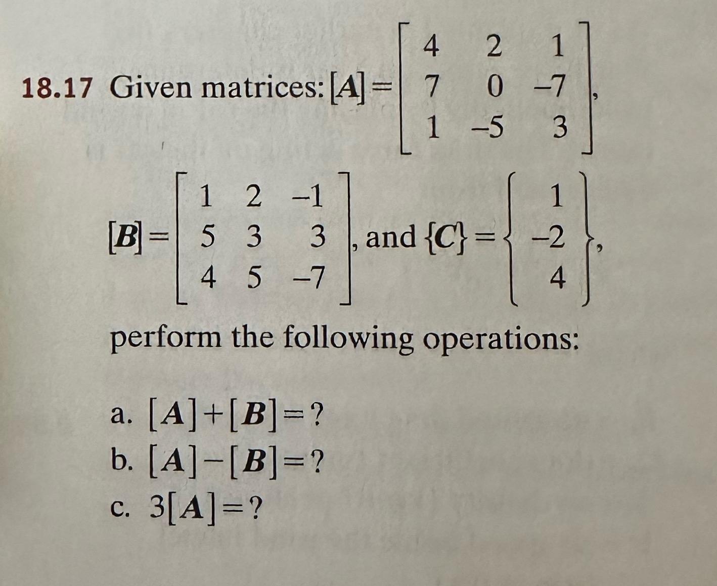 Solved 18.17 ﻿Given matrices: | Chegg.com