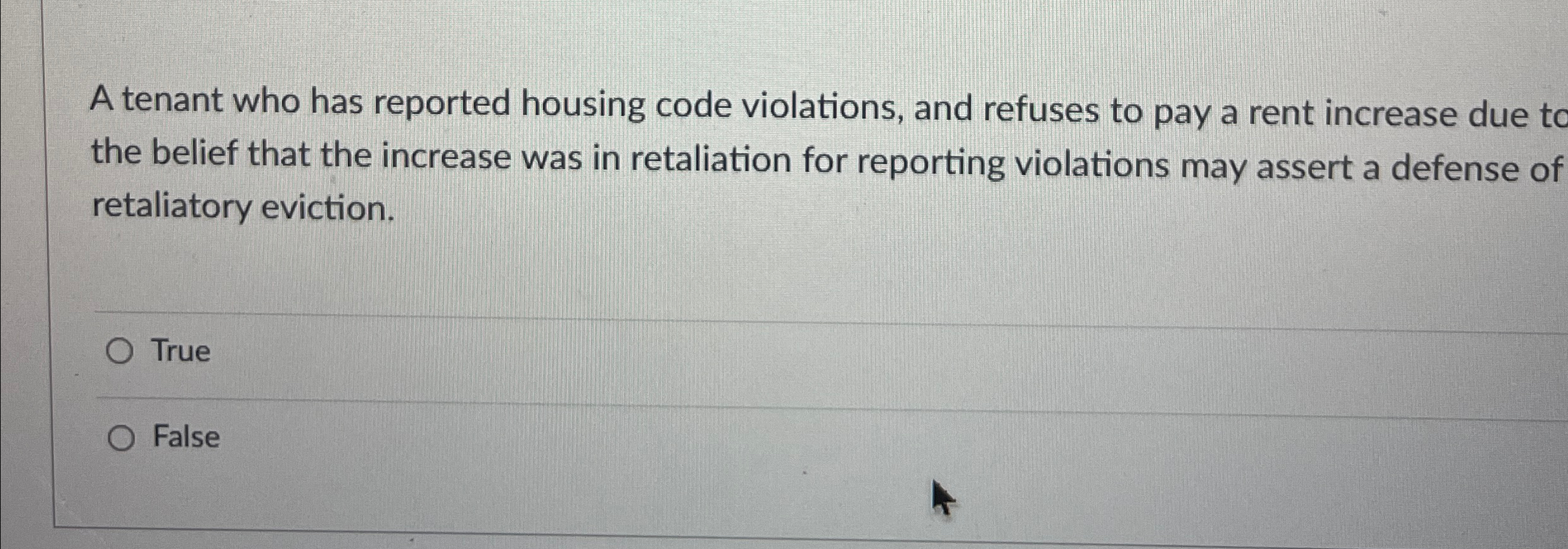 Solved A tenant who has reported housing code violations, | Chegg.com