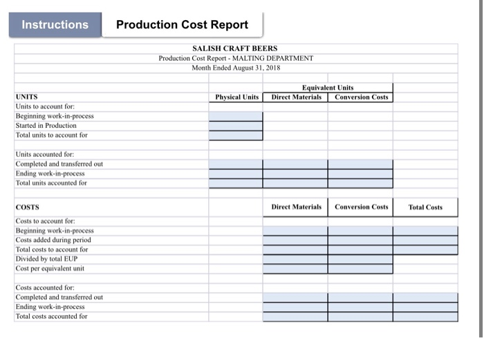 Solved Instructions Production Cost Report Chapter 20 Using | Chegg.com