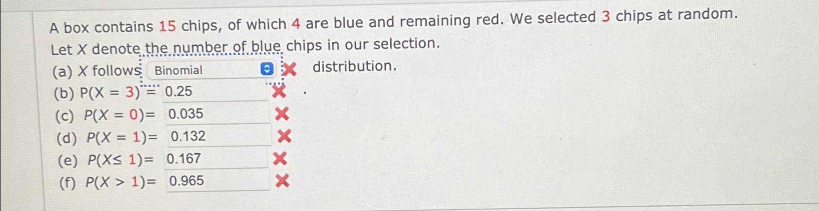 Solved A box contains 15 ﻿chips, of which 4 ﻿are blue and | Chegg.com